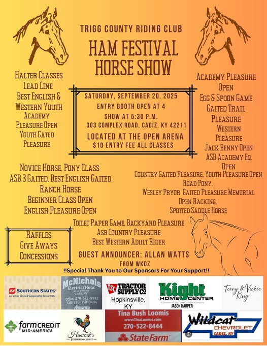 Ham Festival Horse Show - Cadiz-Trigg County Tourist Commission